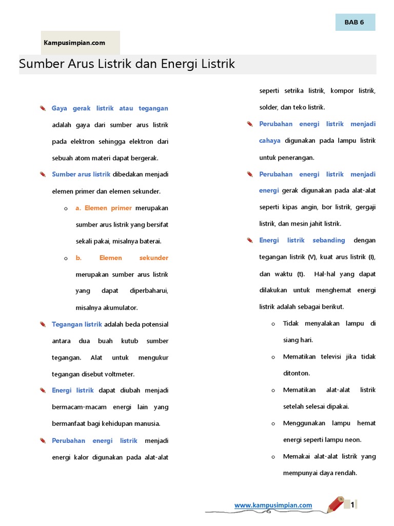 Bab 6. Sumber Arus Listrik Dan Energi Listrik | PDF