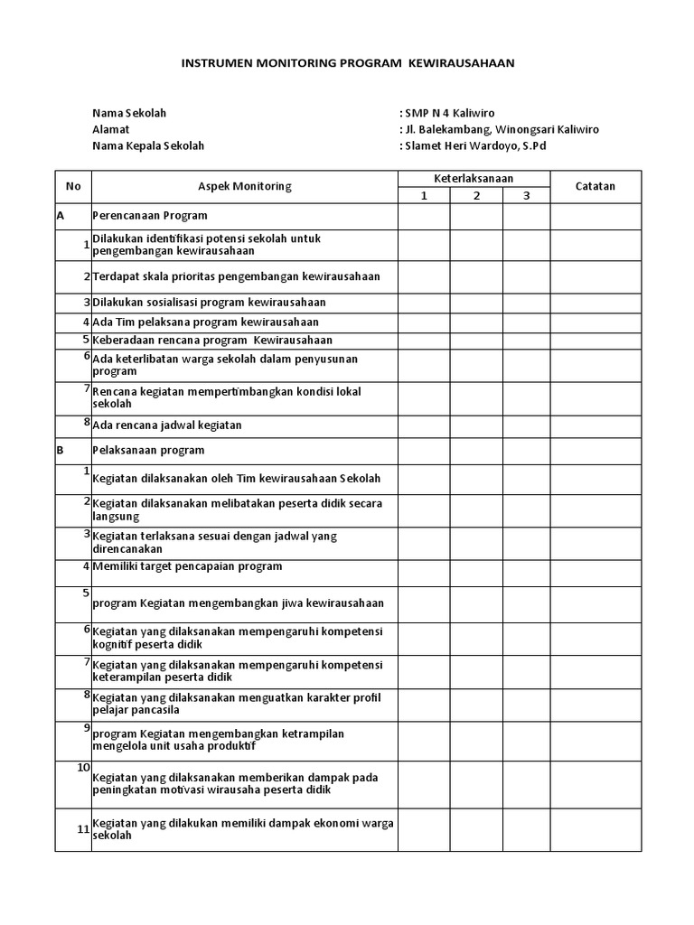 Instrumen Monitoring | PDF