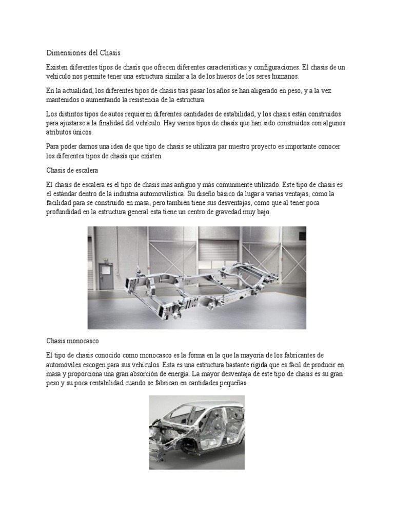Tipos y Dimensiones del Chasis Automotriz | PDF | Direccion ...