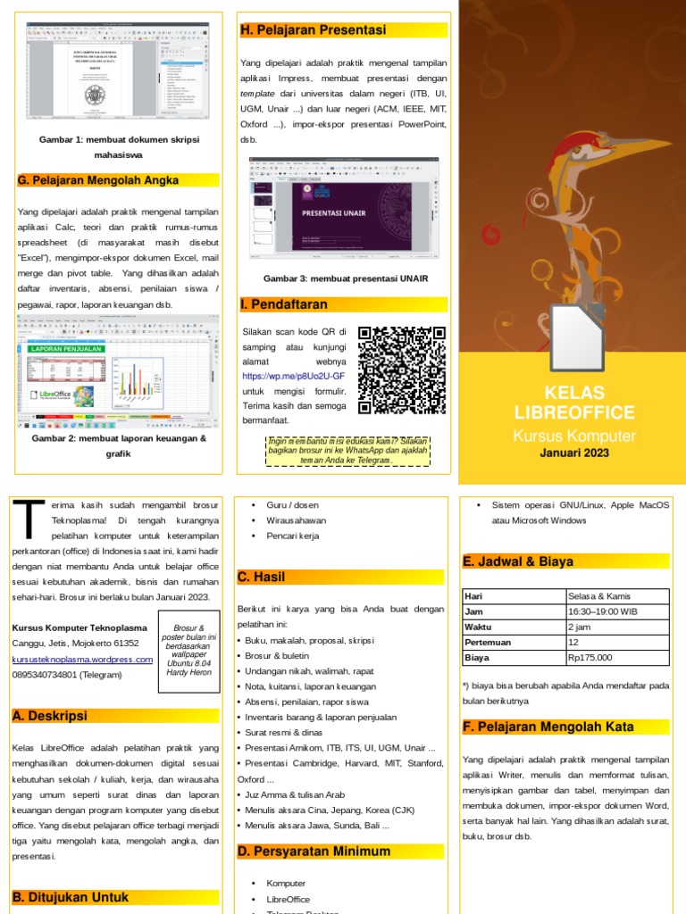 Brosur Kursus Komputer Kelas Libreoffice Januari 2023 | PDF