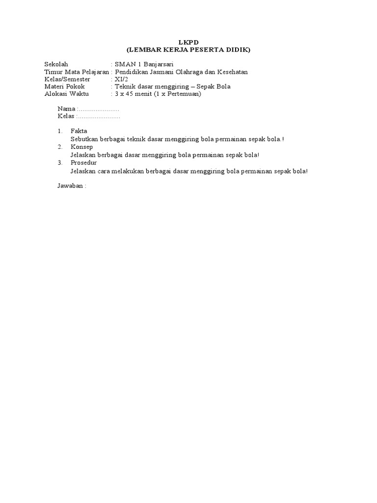 LKPD Print | PDF | Olahraga & Rekreasi