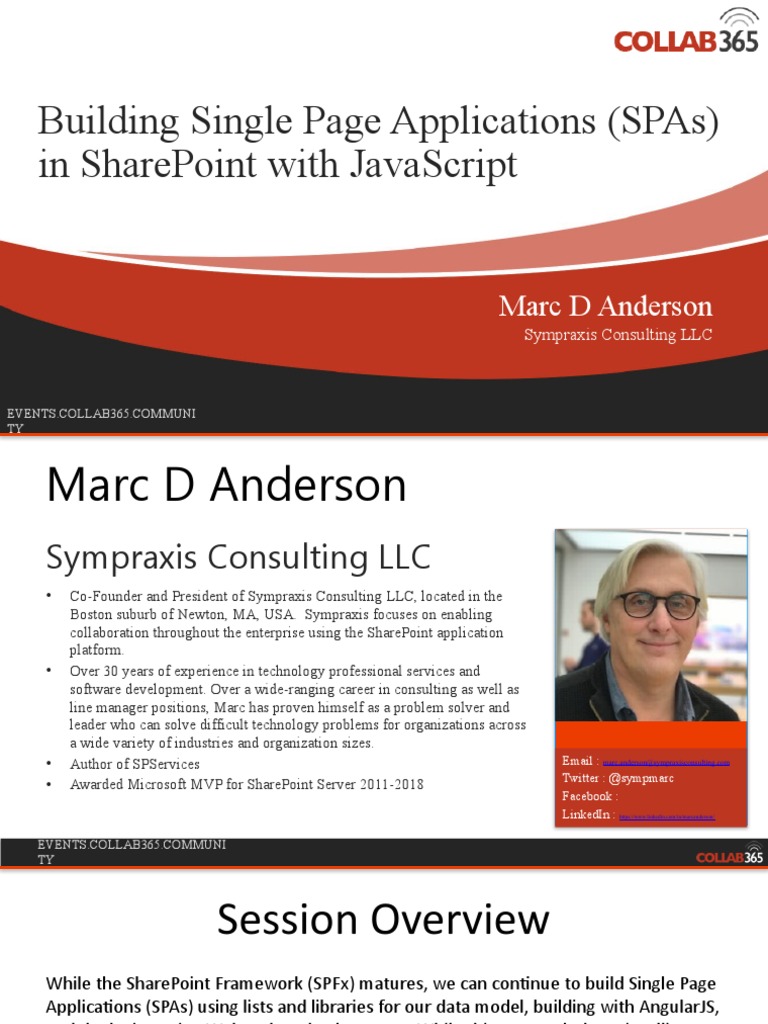 Collab365 2017 - Building Single Page Applications (SPAs) in SharePoint With JavaScript | PDF ...