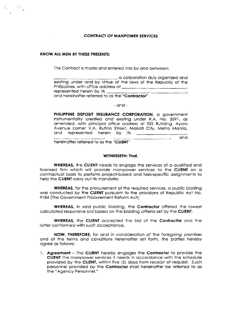 Draft Contract - Manpower | PDF
