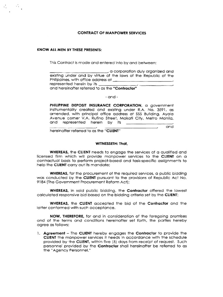 Draft Contract - Manpower | PDF