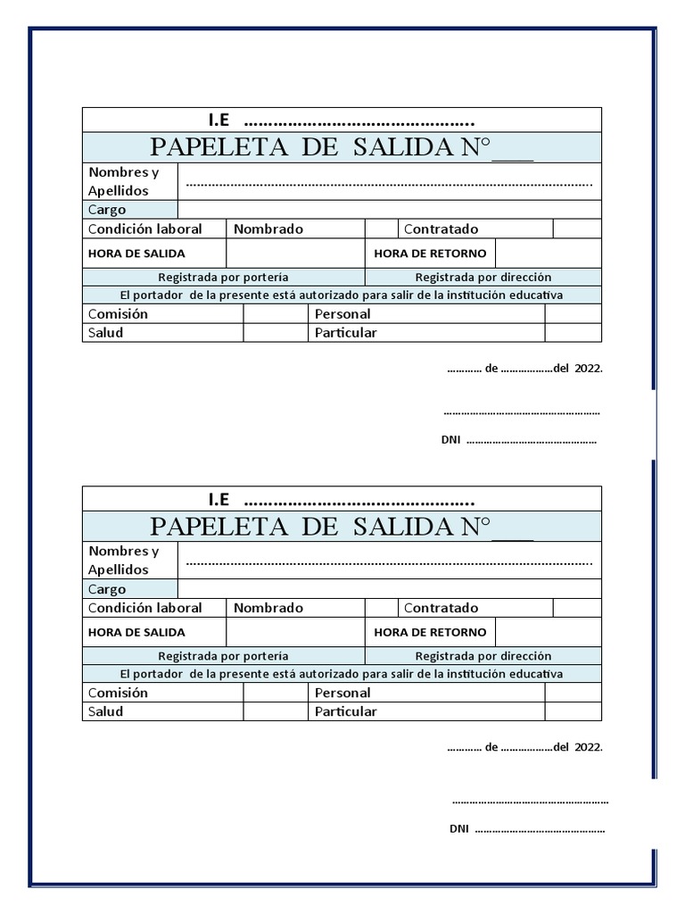 Papeleta de Salida | PDF