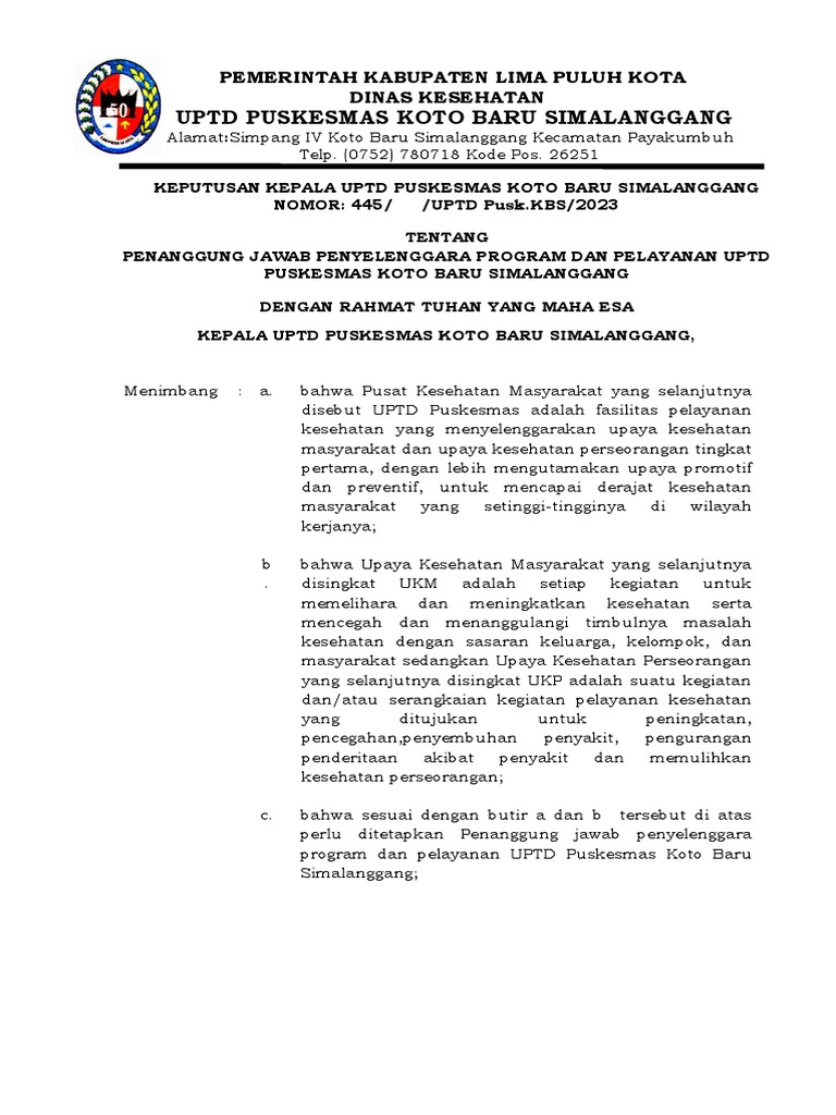 SK Pemegang Program | PDF