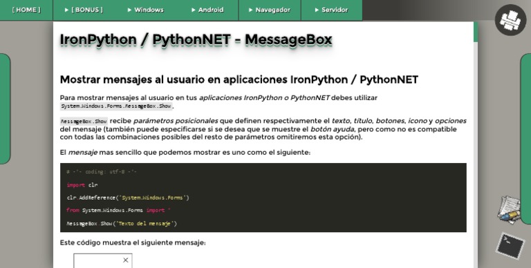 IronPython - PythonNET - MessageBox4 | PDF
