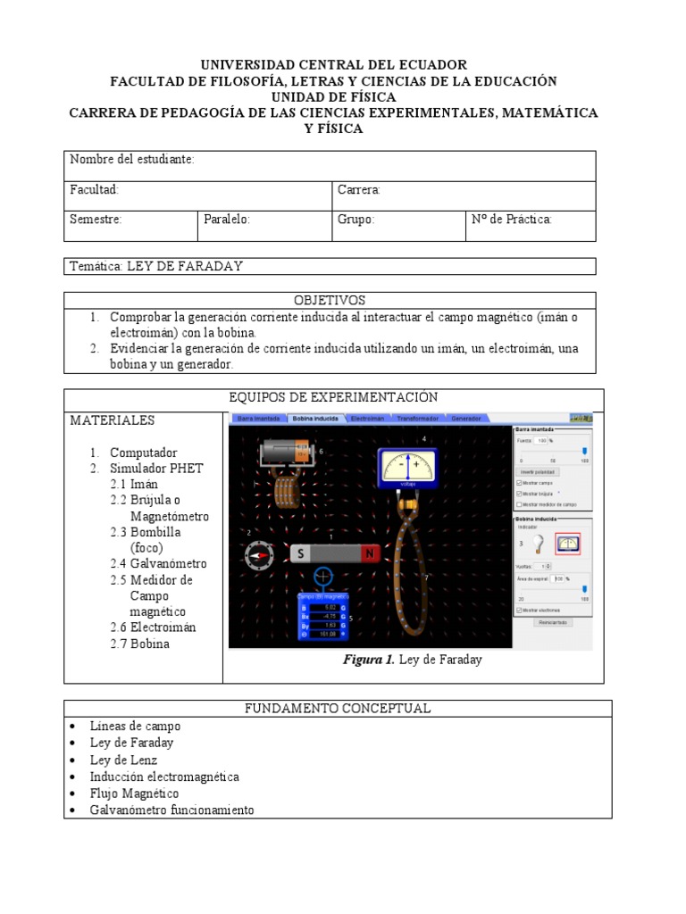 Laboratorio Ley de Faraday (P2) | PDF | Inducción electromagnética | Inductor