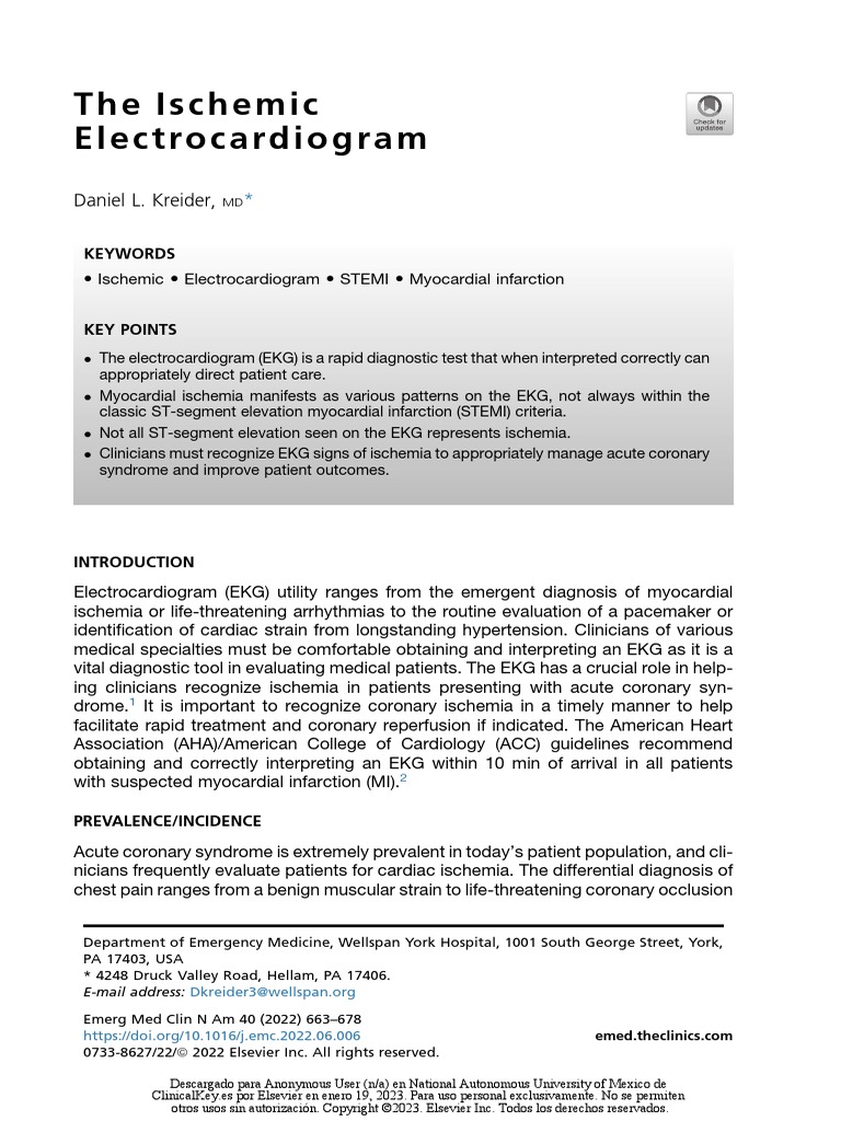 The Ischemic Electrocardiogram | PDF | Electrocardiography | Myocardial Infarction