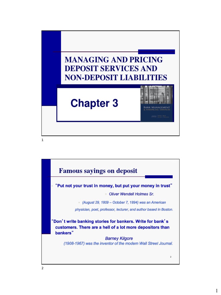 CHAP - 03 - Managing and Pricing Deposit Services and Non-Deposit Liabilities | PDF | Federal ...
