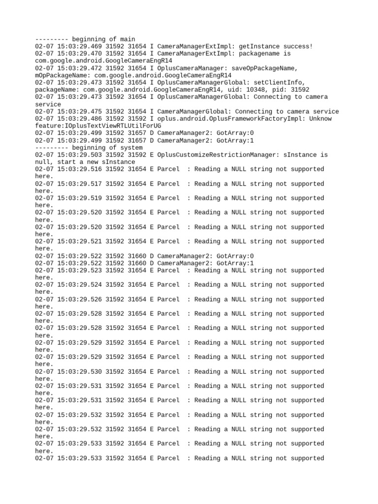 Camera Service Connection Logs | PDF | Computing | Computer Architecture