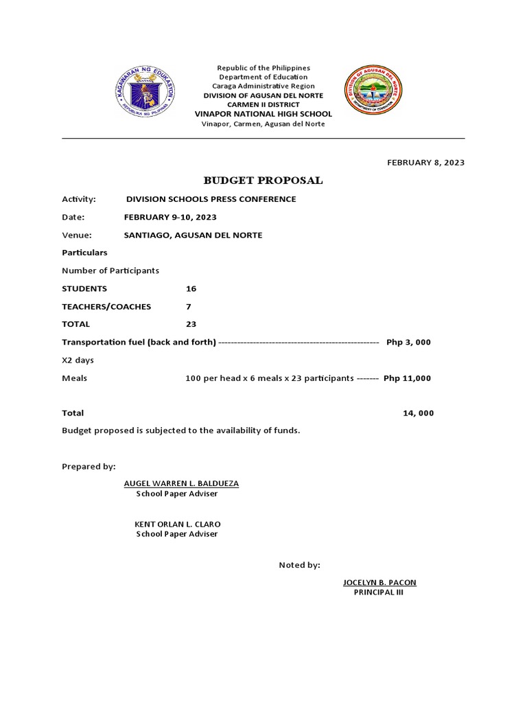 Budget Proposal - District Schools Press Conference | PDF