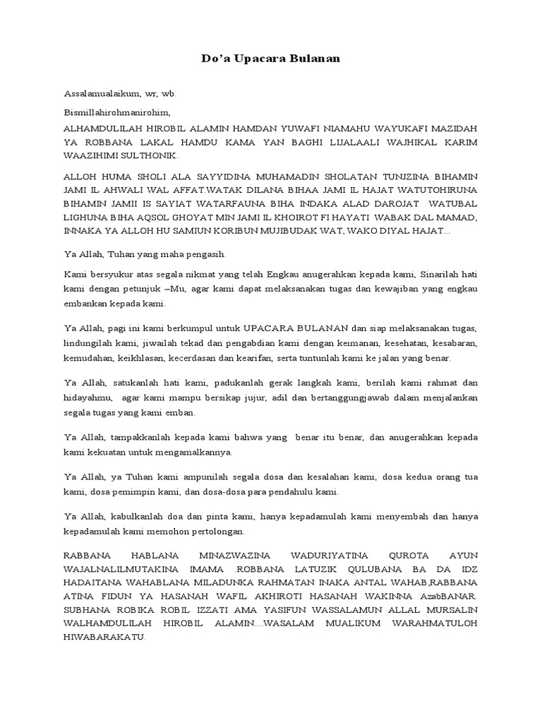 Doa Upacara Mingguan | PDF | Memasak, Makanan, & Anggur | Agama ...