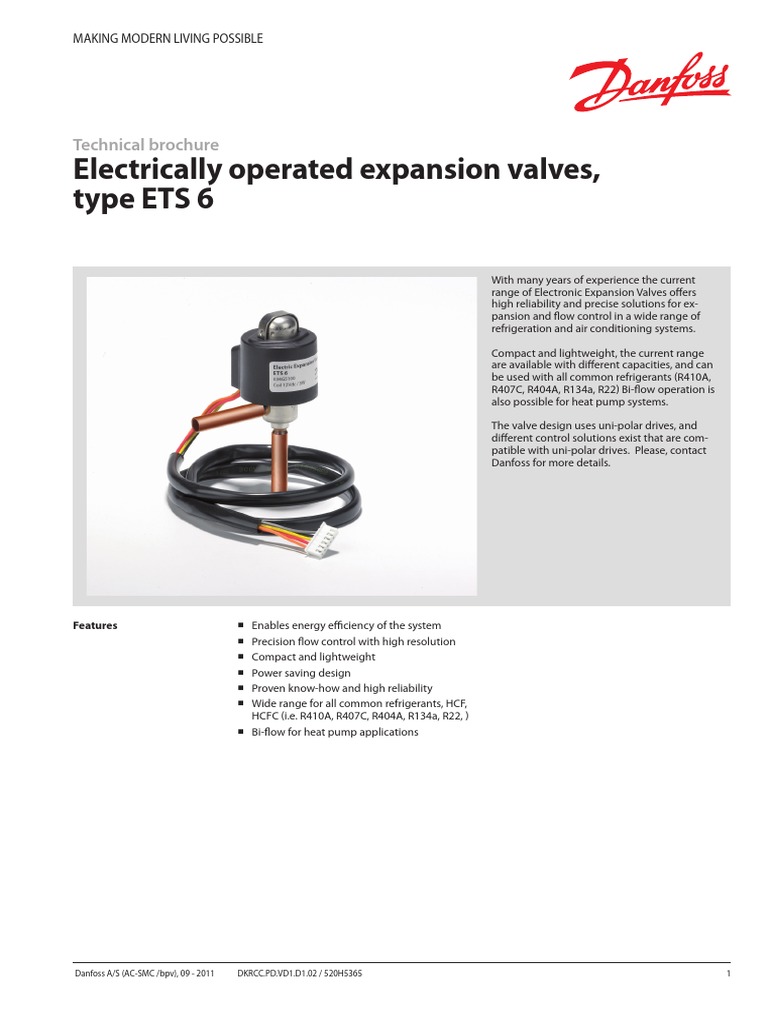 Electrically Operated Expansion Valves, Type ETS 6: Technical Brochure ...