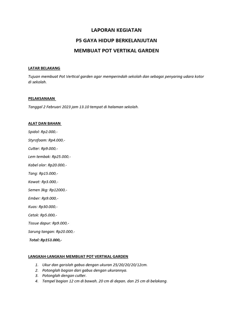 Cara Membuat Pot Vertical Garden Sekolah | PDF | Griya & Taman