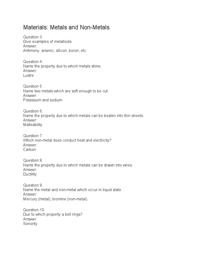 Metals and Non-Metals Properties & Uses | PDF | Metals | Hydroxide