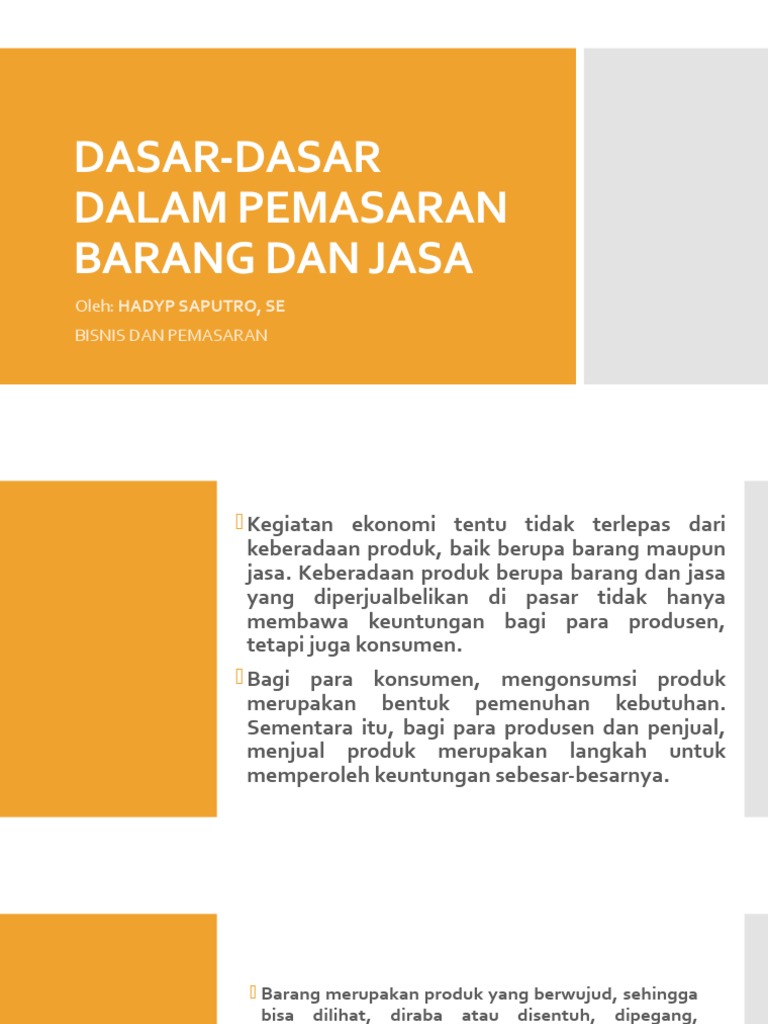Bab 6. Dasar-Dasar Dalam Pemasaran Barang Dan Jasa | PDF | Bisnis ...