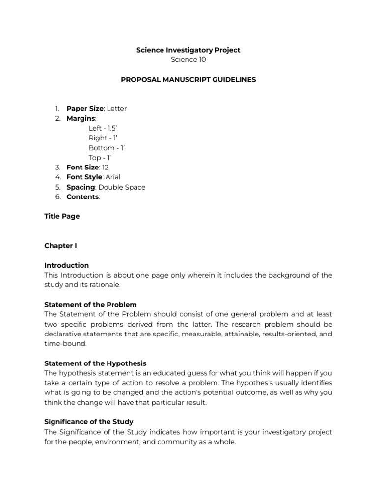 Science Project Proposal Guide | PDF | Career & Growth | Science & Mathematics