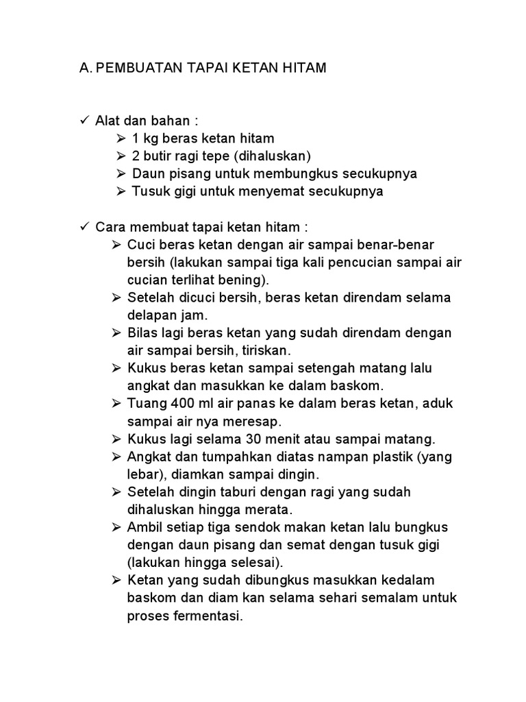 Pembuatan Tapai Ketan Hitam | PDF