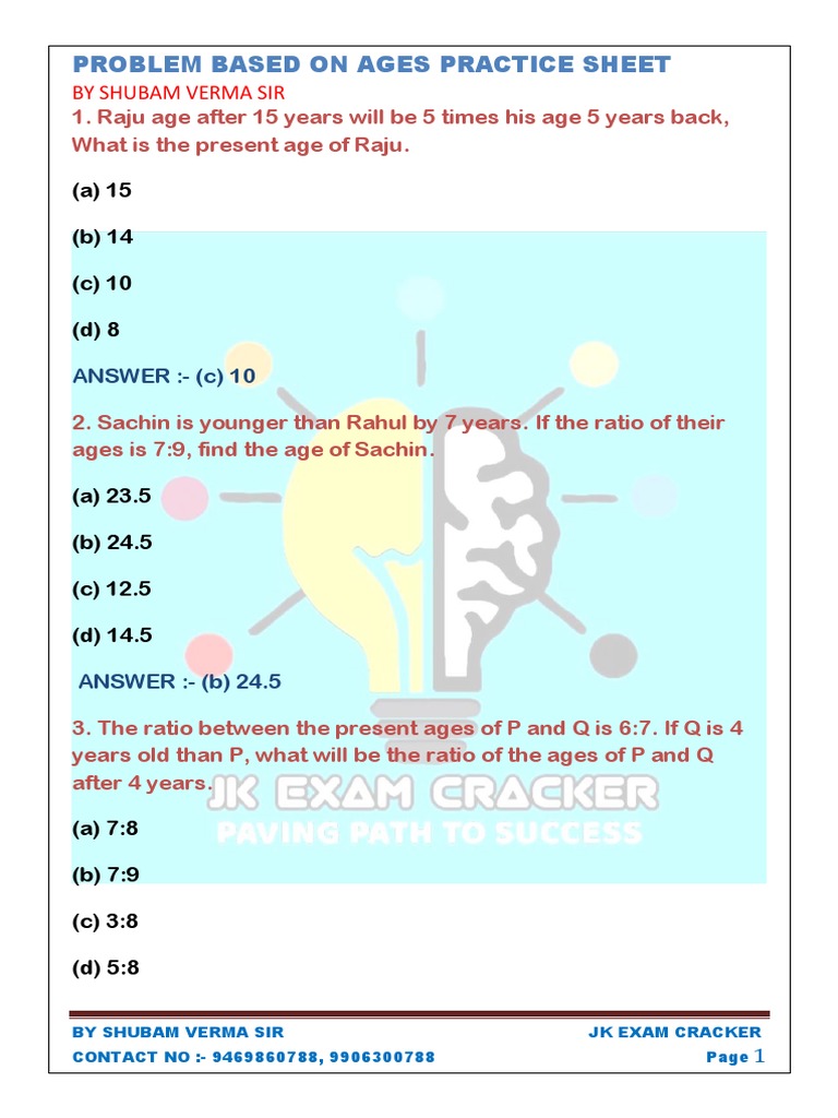 Lec-03-Problem Based On Ages | PDF