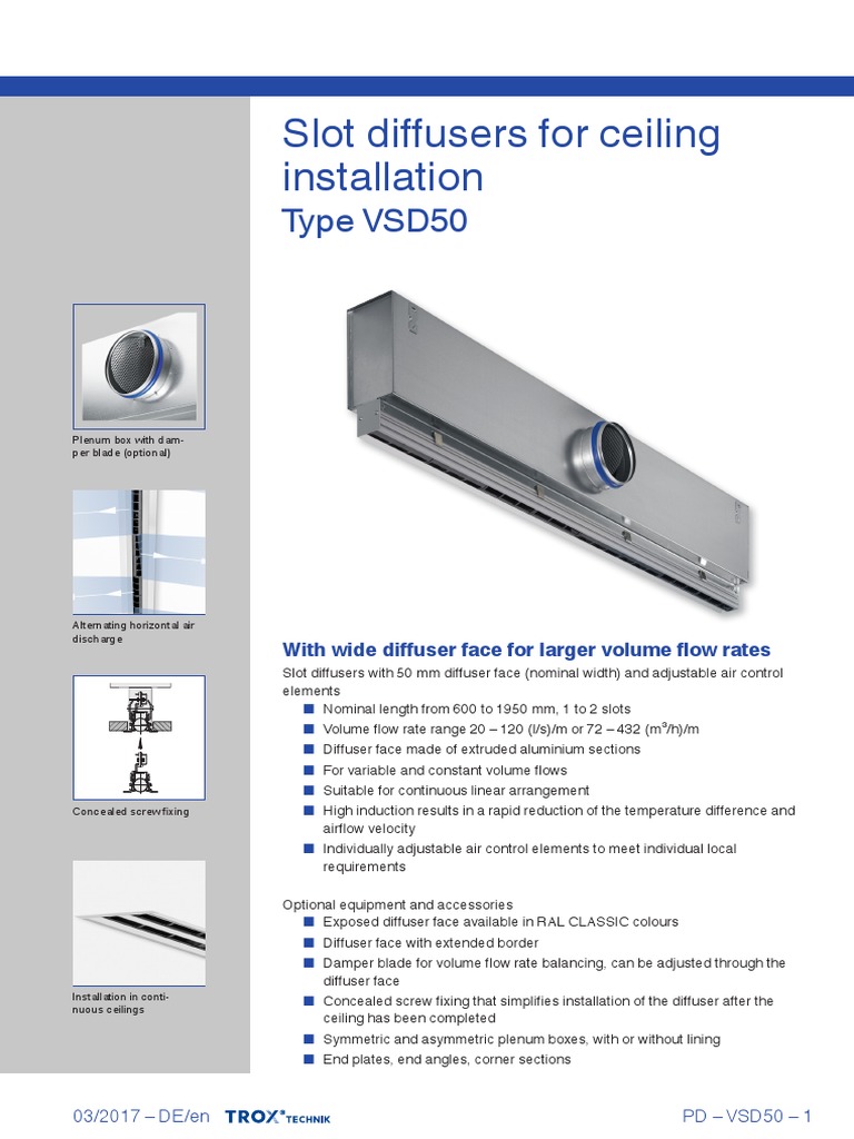 Trox - Slot Diffucer - VSD 50 | Download Free PDF | Duct (Flow) | Applied And Interdisciplinary ...