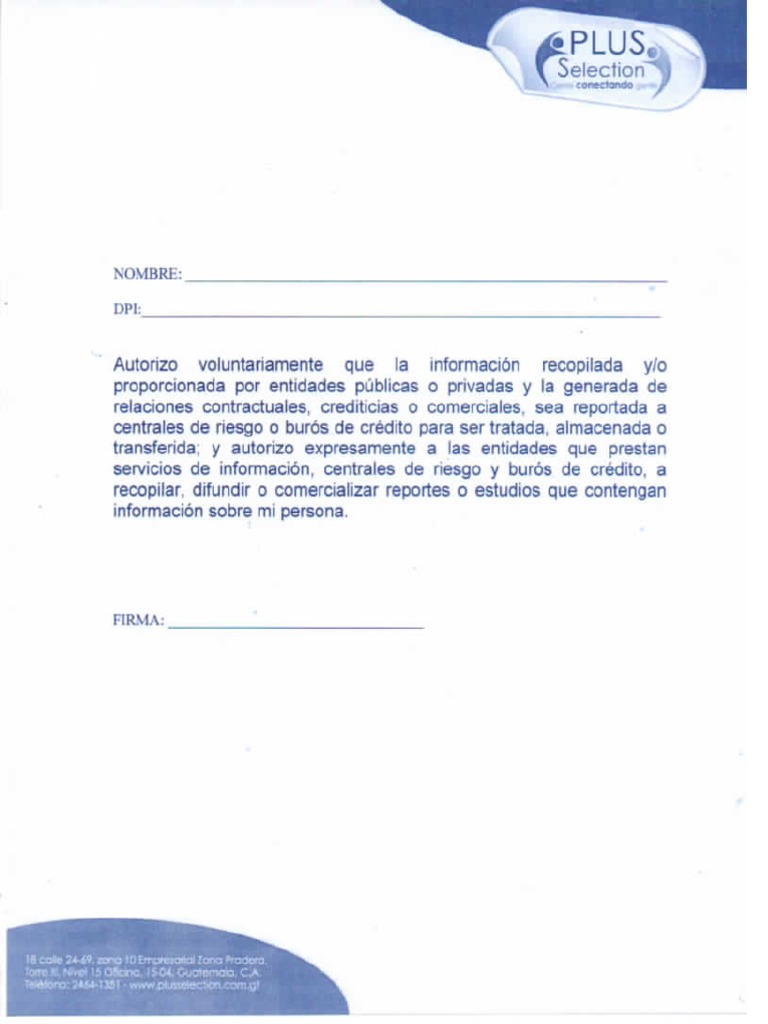 Hoja de Autorizacion | PDF