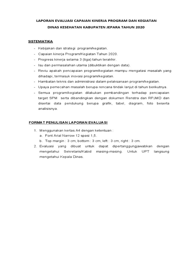 Format Laporan Evaluasi Program Dan Kegiatan | PDF