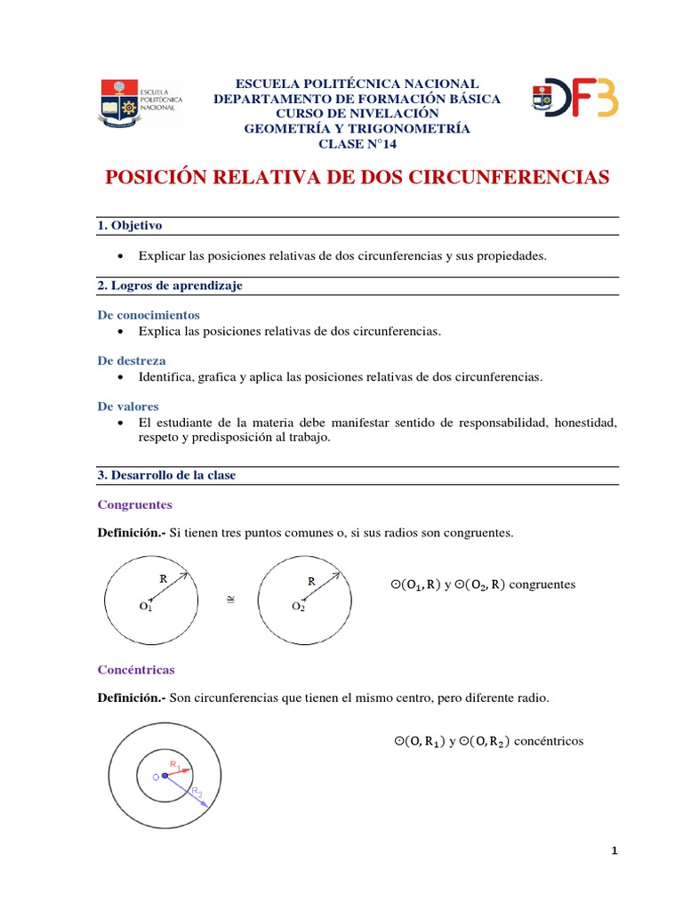 Posición Relativa de Dos Circunferencias | PDF | Tangente | Trigonometría