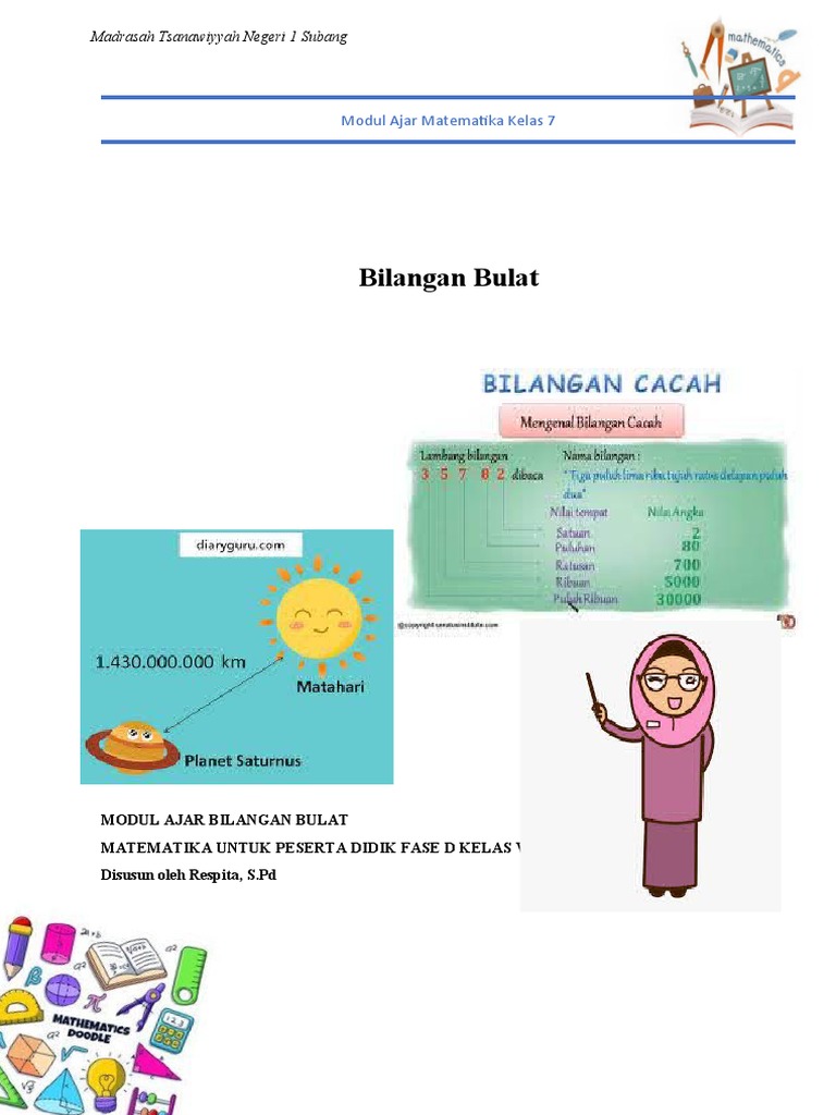Modul Ajar Bilangan Bulat Kelas 7 | PDF