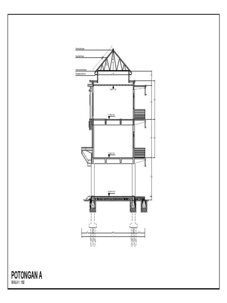 Potongan Gedung Kantor SMK 3 Lantai | PDF