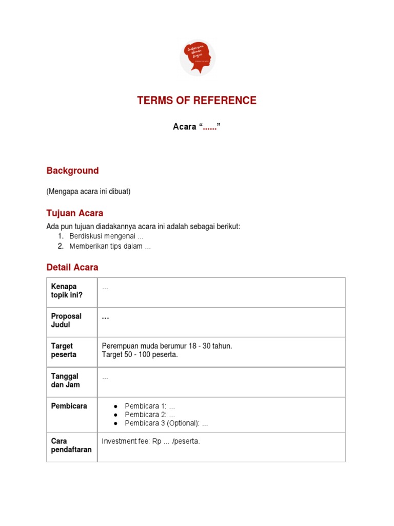 Contoh Terms of Reference Iwl | PDF