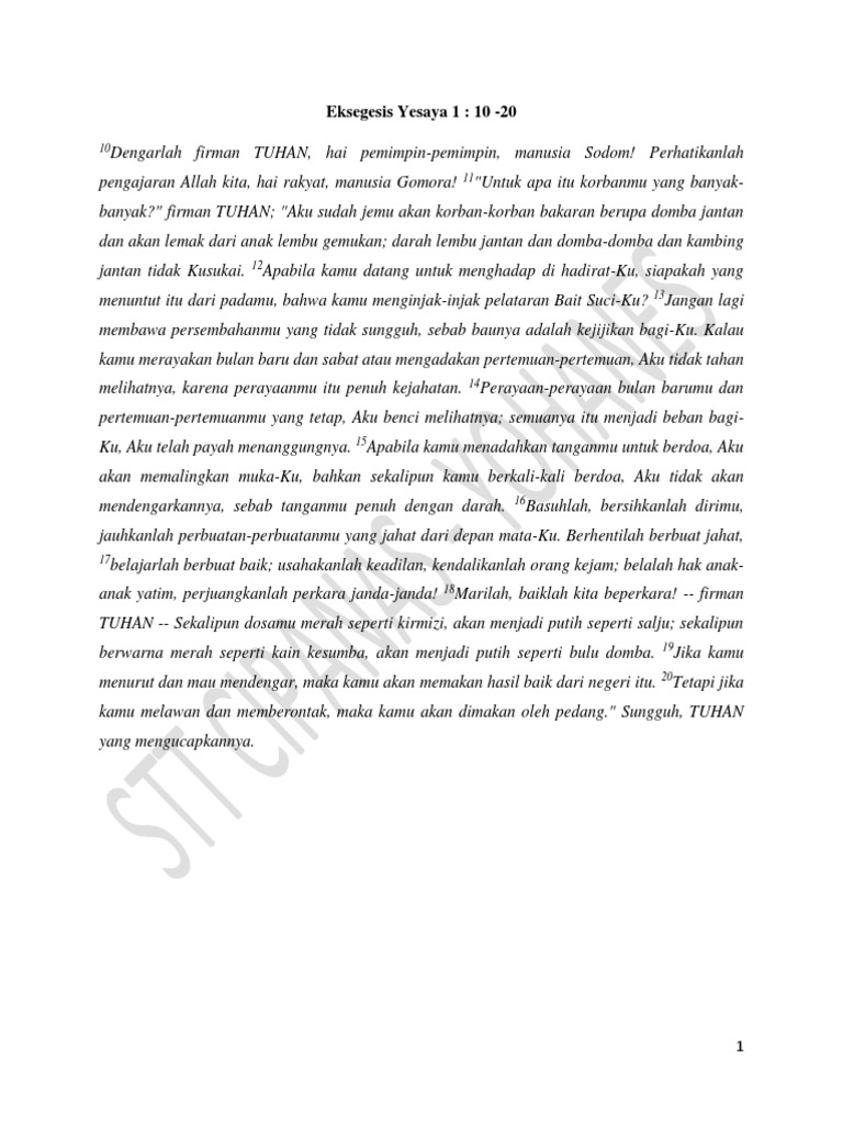 Eksegesis Yesaya 1 10 20 | PDF | Kajian Bahasa Asing | Sejarah