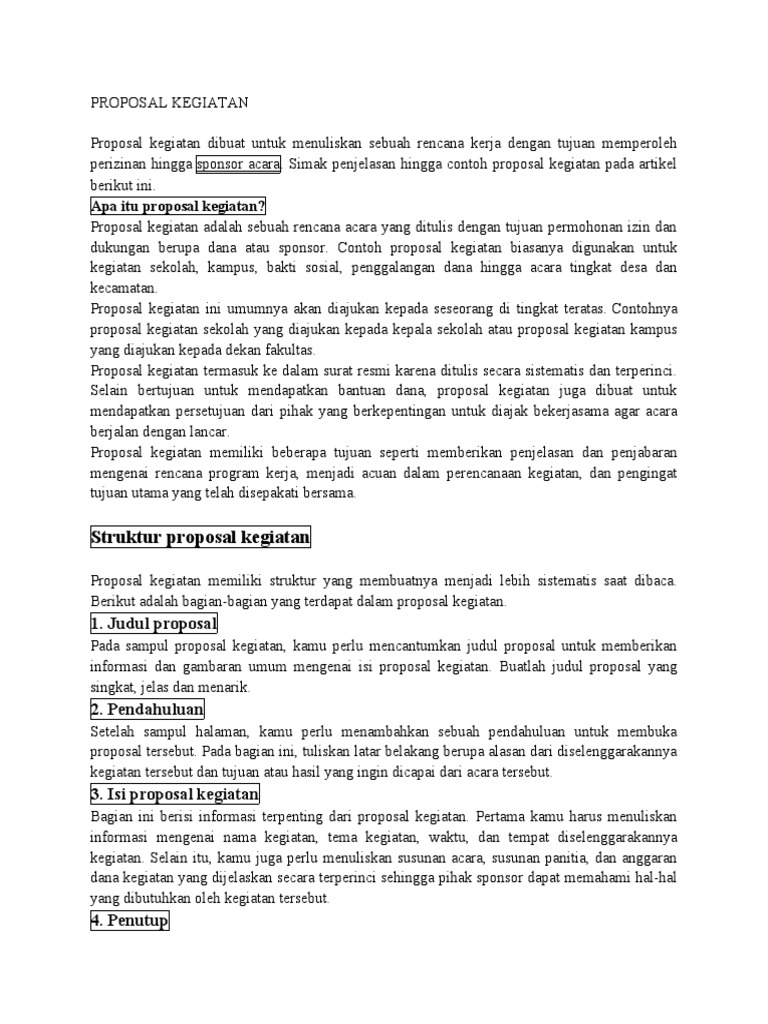 Contoh Proposal Kegiatan | PDF
