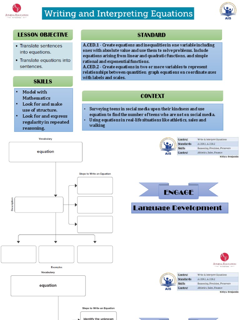 2.1 Write & Interpret Equations | PDF