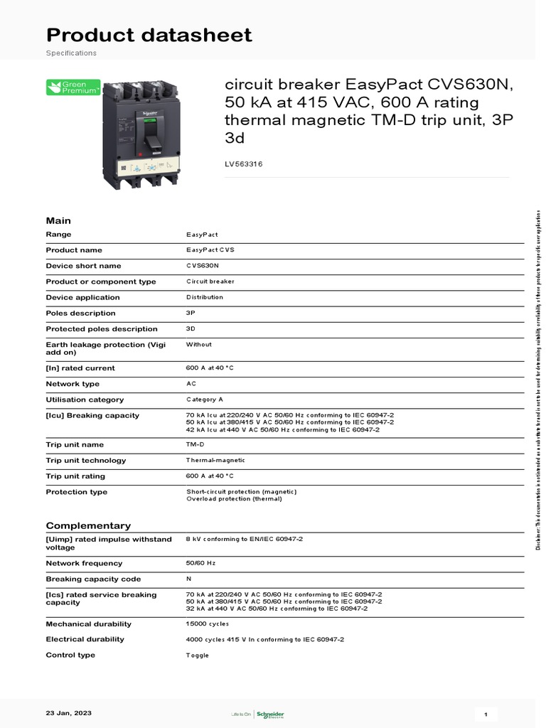 EasyPact CVS - LV563316 | PDF | Alternating Current | Electrical Equipment