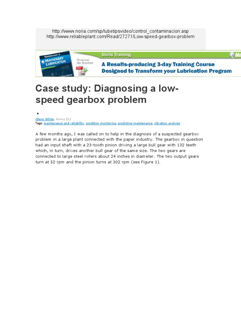 Case Study: Diagnosing A Low-Speed Gearbox Problem | PDF | Gear ...