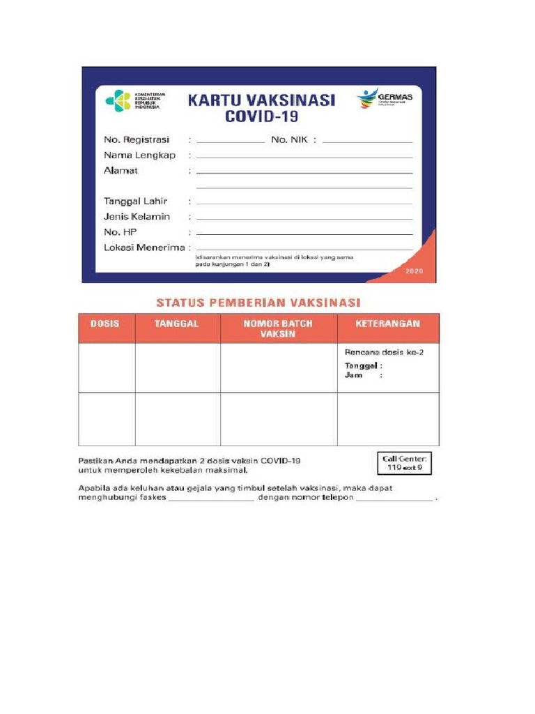 Kartu Vaksin Manual | PDF