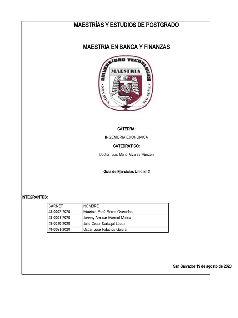 Guía de Ejercicios Unidad 2 | PDF