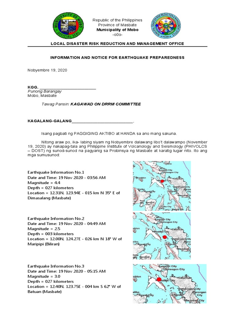 Municipality of Mobo: Punong Barangay Tawag Pansin: Kagawad On DRRM ...