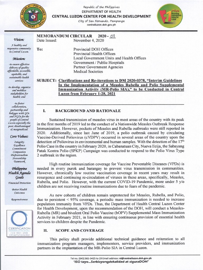 Memorandum Circular No. 2020 011 Calrifications and Reiterations To DM ...