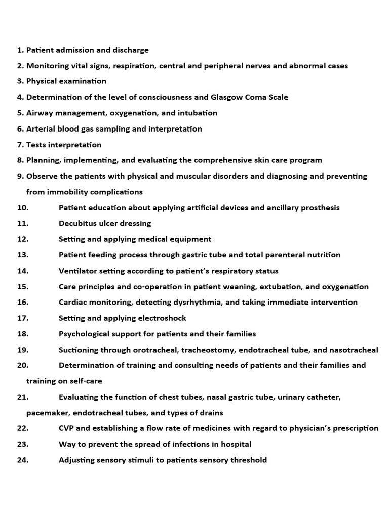 Competency ICU Nurse | PDF | Monitoring (Medicine) | Clinical Medicine