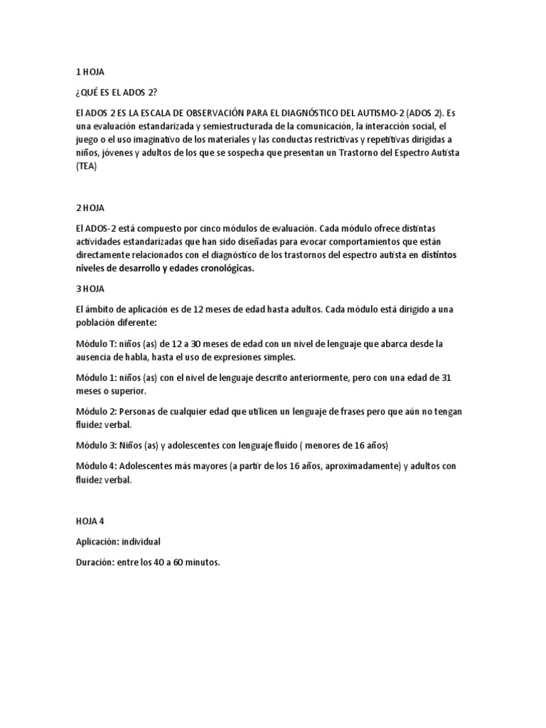 ¿Qué Es El ADOS 2) | PDF