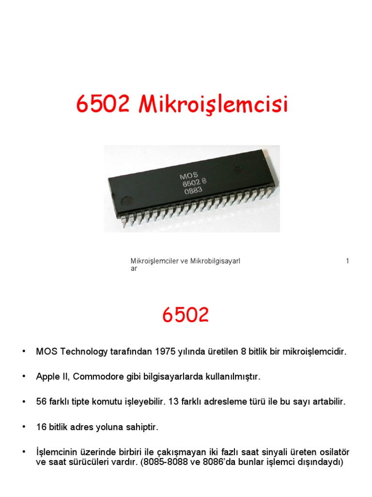 6502 Mikroişlemcisi: Mikroişlemciler Ve Mikrobilgisayarl Ar 1 | PDF