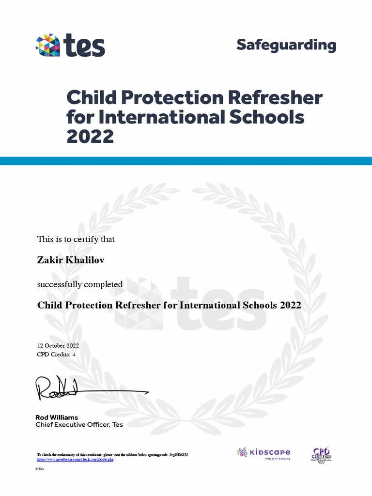 Child Protection Refresher For International Schools 2022 | PDF