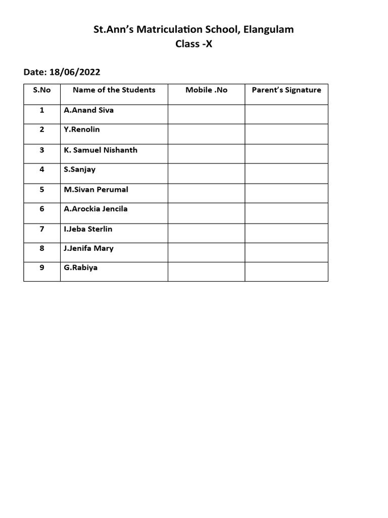 Student List & Labels | PDF