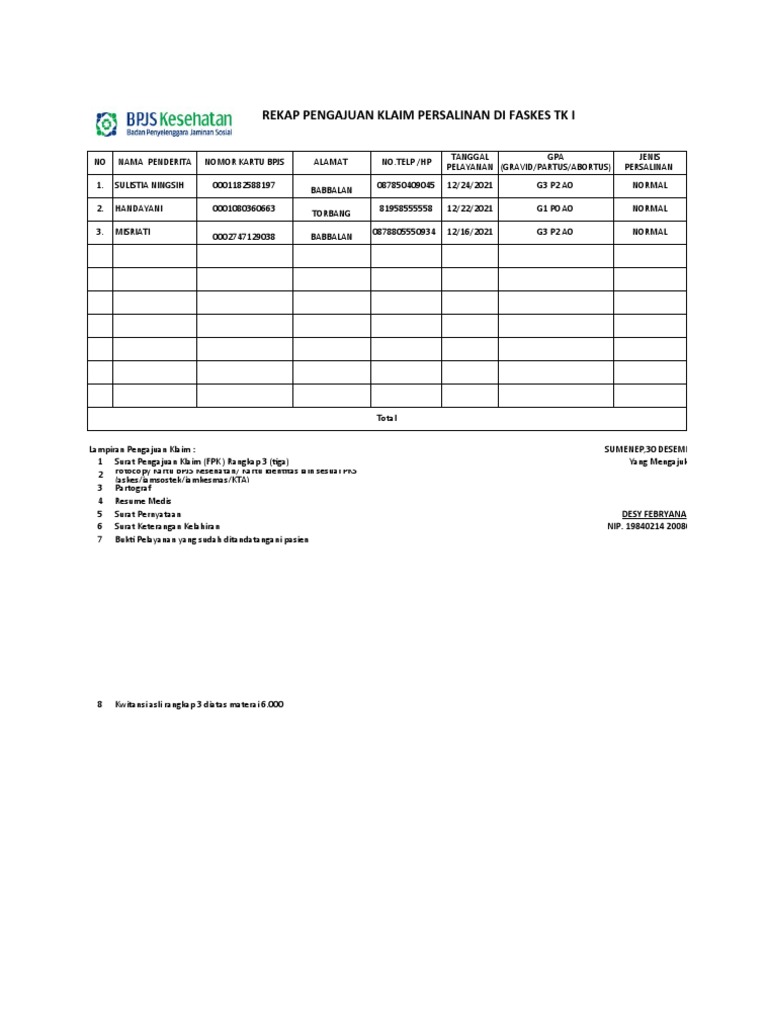 Form Klaim Persalinan Des21 | PDF