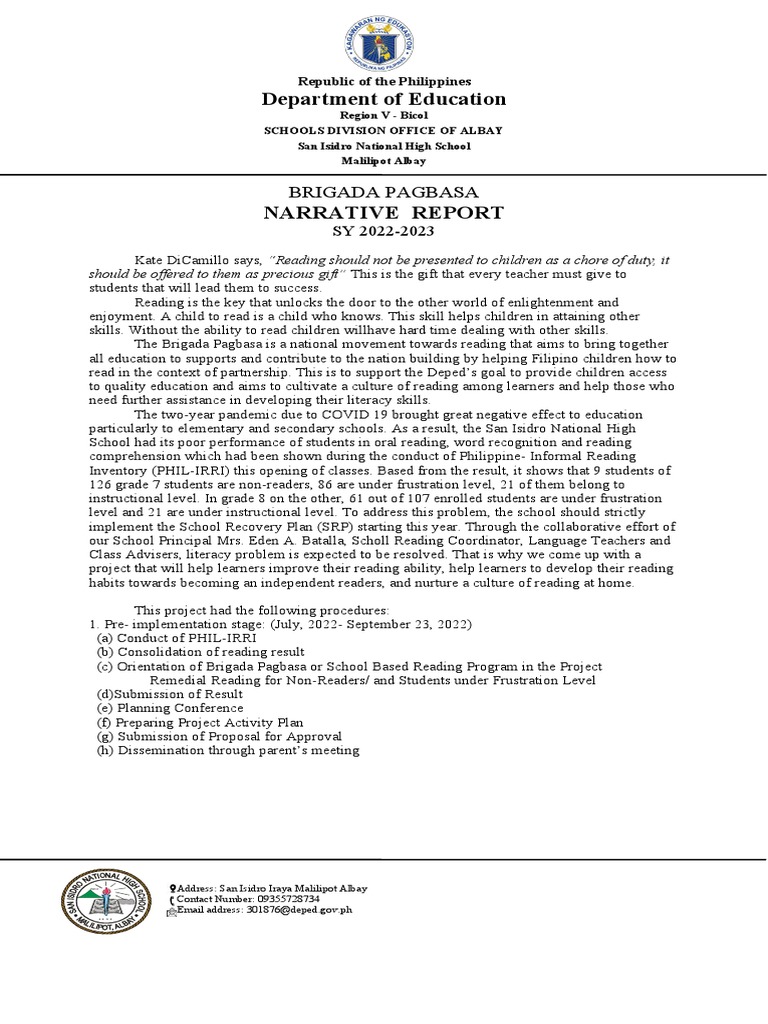 Narrative Report | PDF | Learning | Behavior Modification