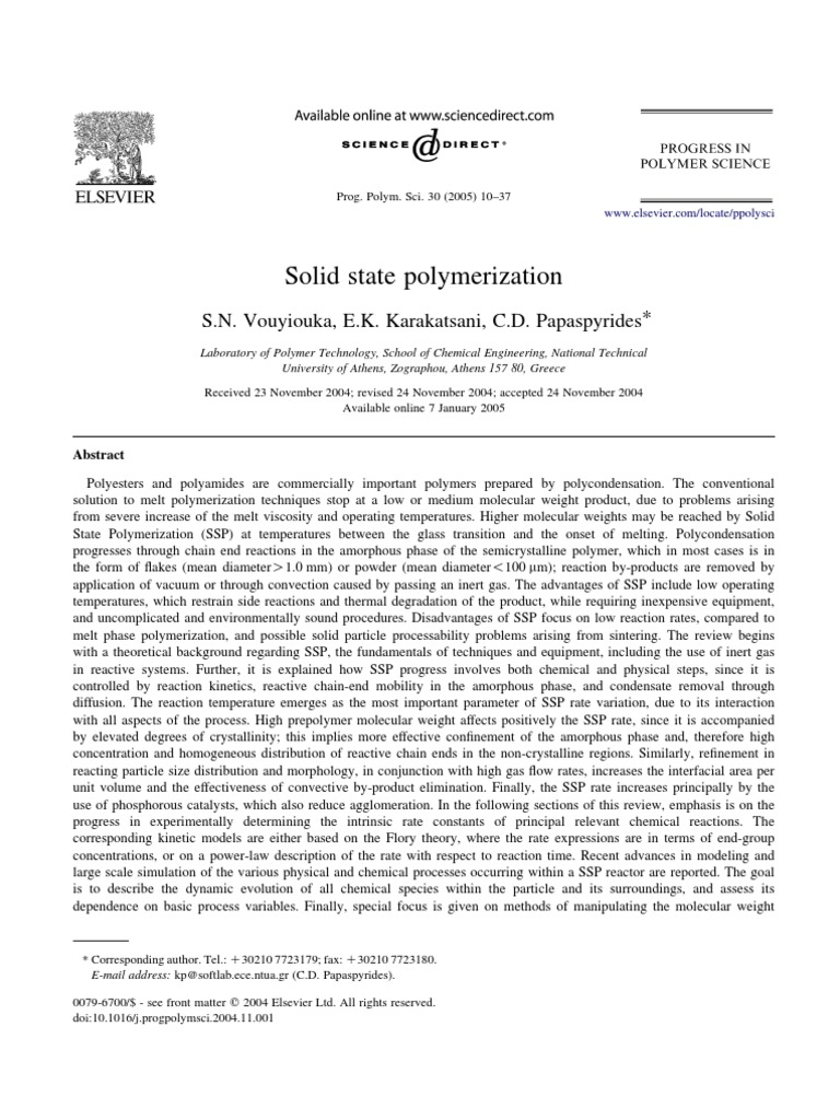 Solid State Polymerization | PDF | Polymers | Polymerization
