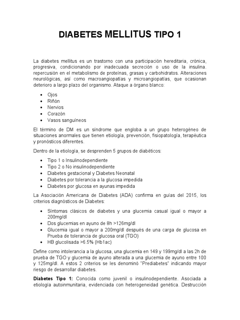 Diabetes Mellitus Tipo 1 | PDF | Diabetes | Célula T