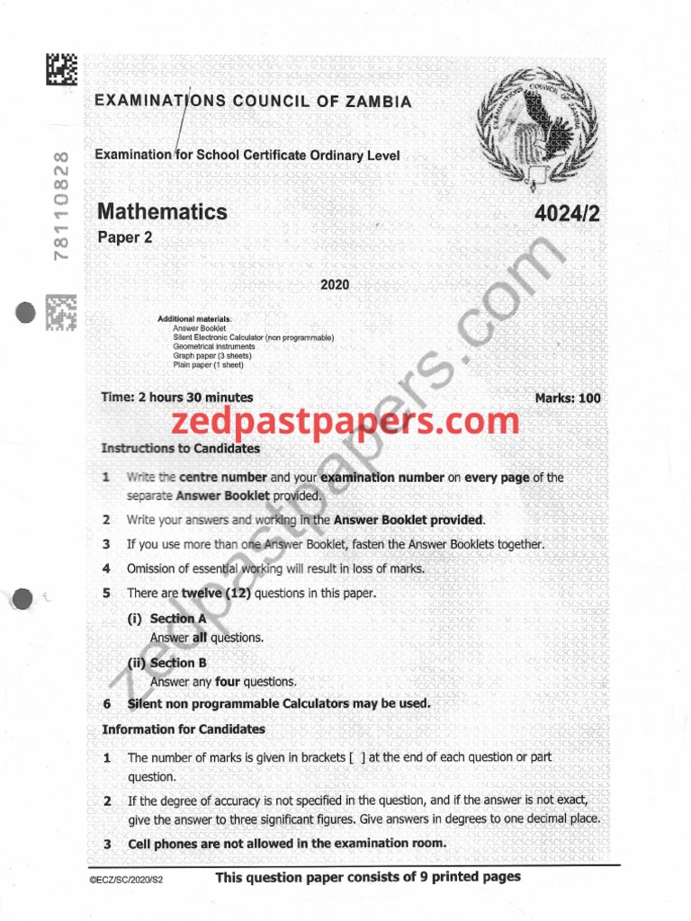 g12 Maths p2 2020 Internal | PDF